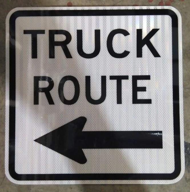 TRUCK ROUTE Sign with Left Arrow Sign | 18" x 18" — Traffic Depot